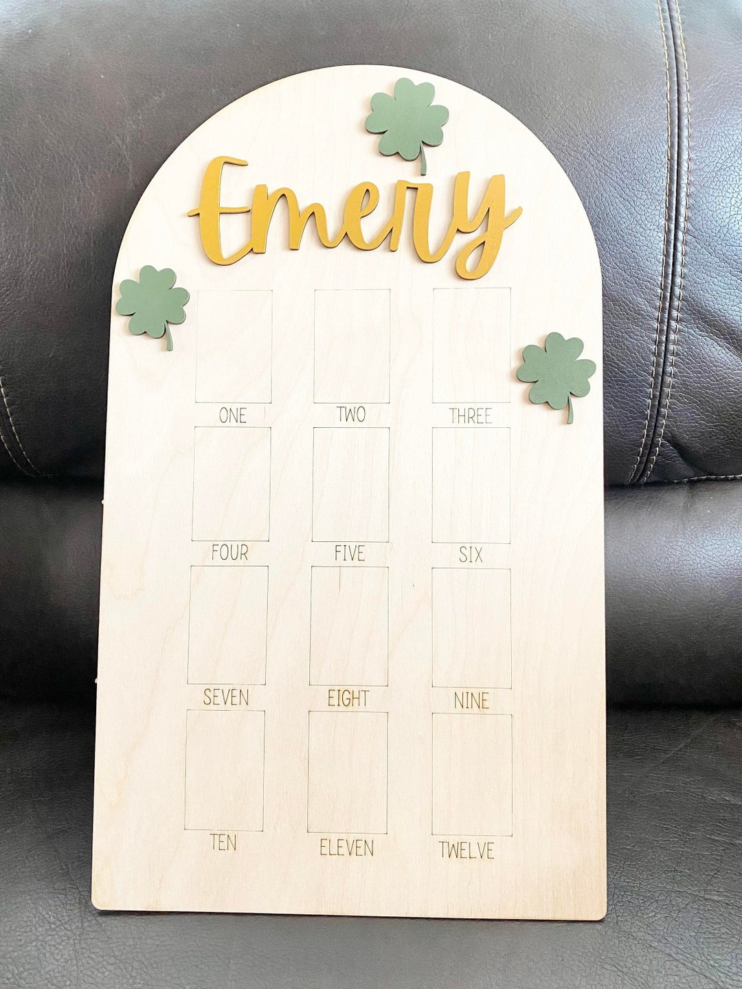 First Birthday Photo Board: Wooden Monthly Milestone Display - Etsy