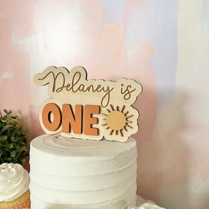 Sun ONE Cake Topper With Custom Name, First Birthday Decorations, 3D ...