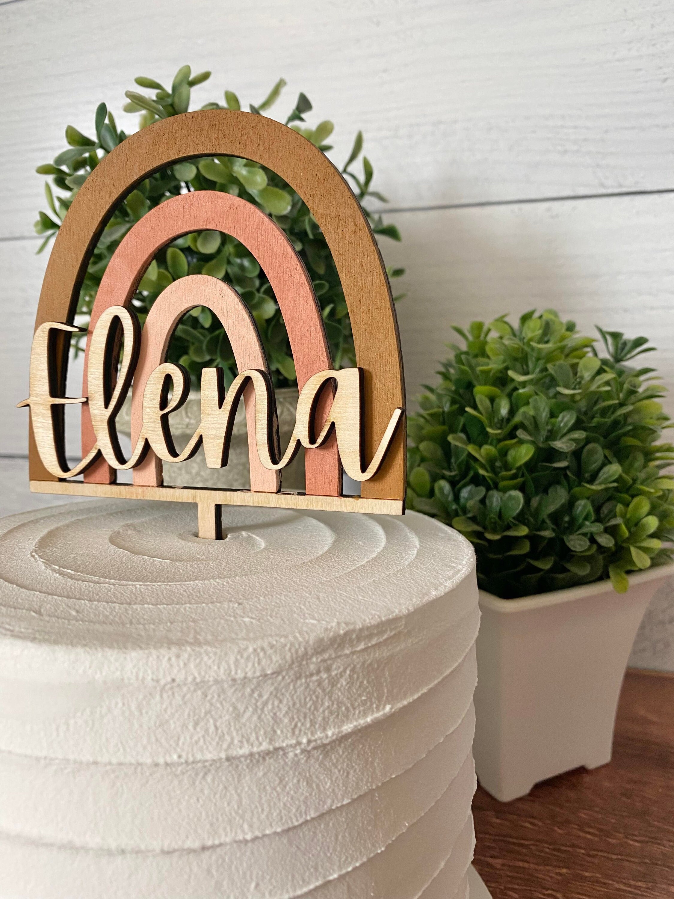 Boho Rainbow Cake Topper Personalized Rainbow Cake Topper | Etsy