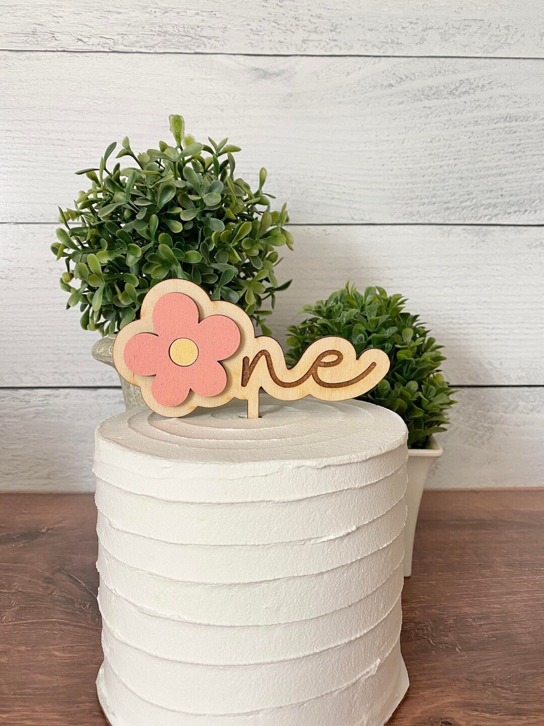 Boho First Birthday Cake Topper: Daisy Flower, Birch Wood - Etsy