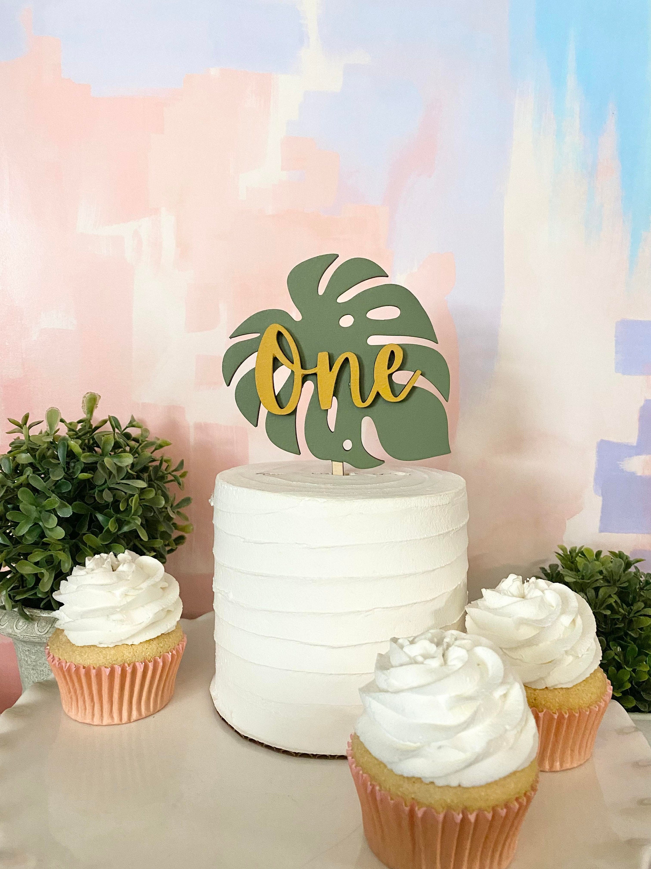Monstera Leaf First Birthday Cake Topper: Wild One Jungle Decor - Etsy