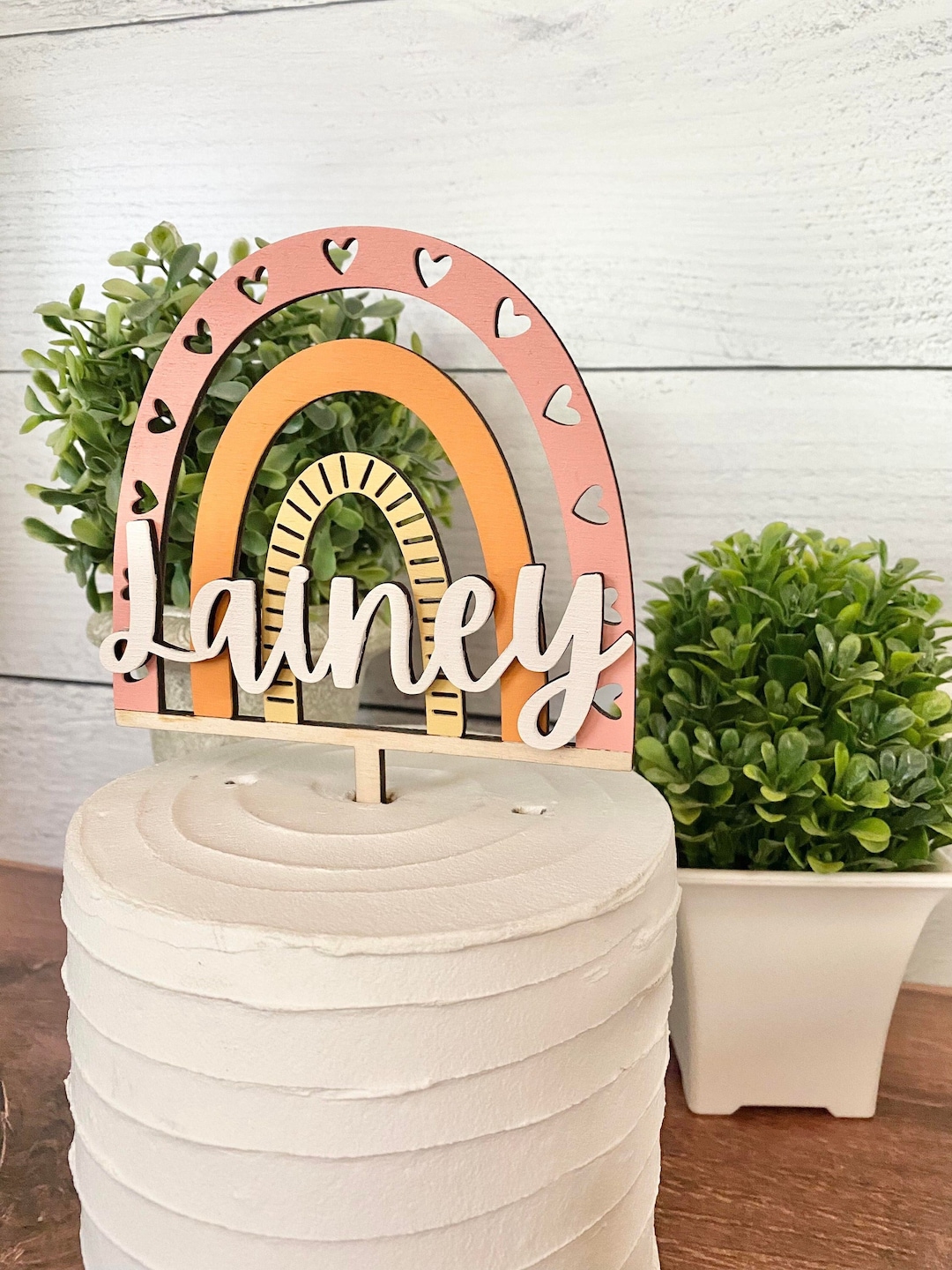 Boho Rainbow Cake Topper, Personalized Rainbow Cake Topper, Baby Shower ...
