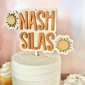 Sun ONE Cake Topper With Custom Name, First Birthday Decorations, 3D ...