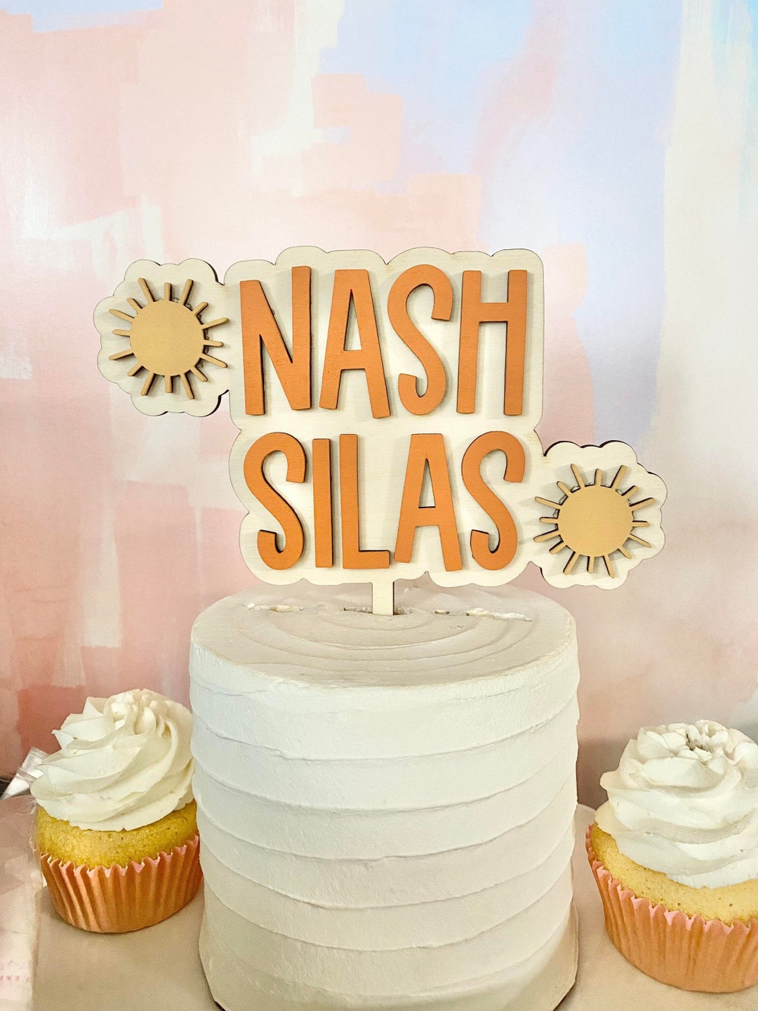 Sun ONE Cake Topper With Custom Name, First Birthday Decorations, 3D ...
