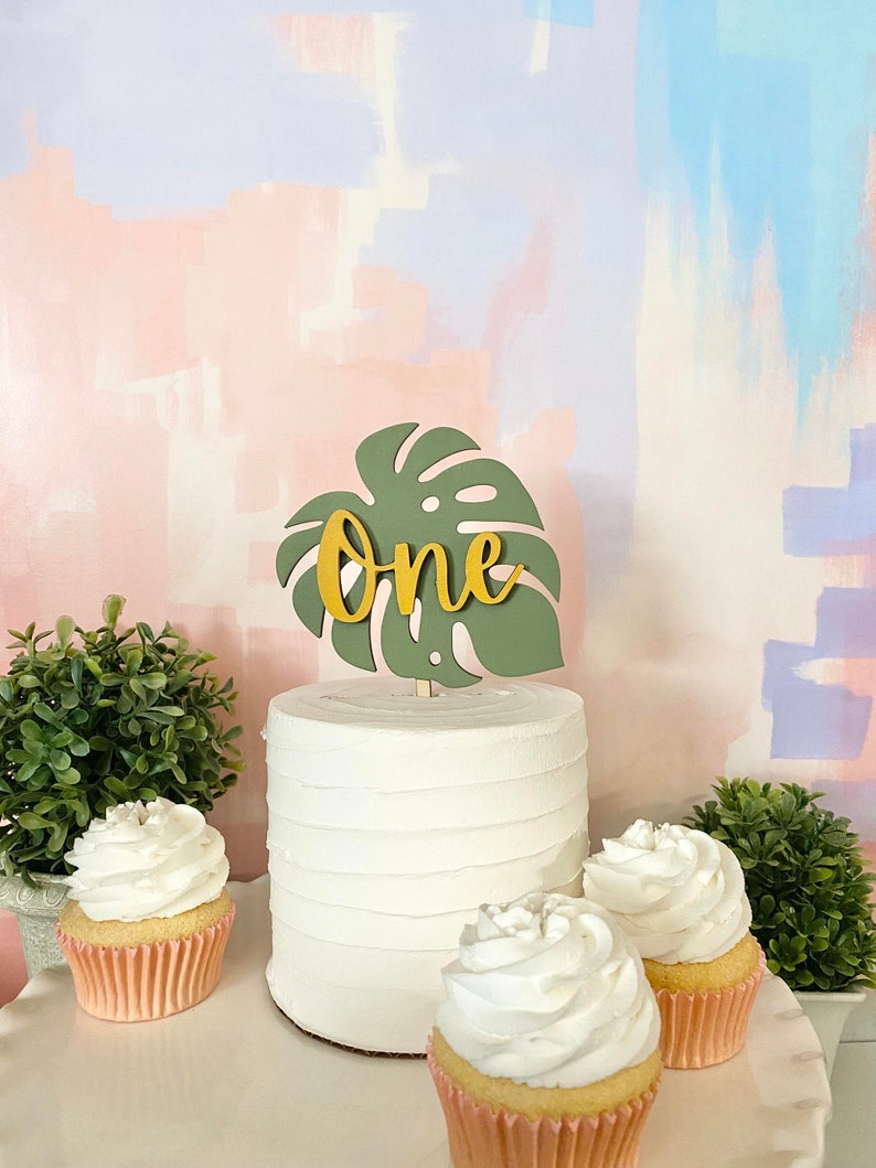 Monstera Leaf First Birthday Cake Topper: Wild One Jungle Decor - Etsy