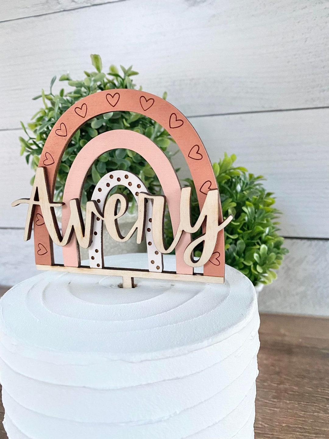 Boho Rainbow Cake Topper, Personalized 1st, 2nd Birthday Party Cake ...