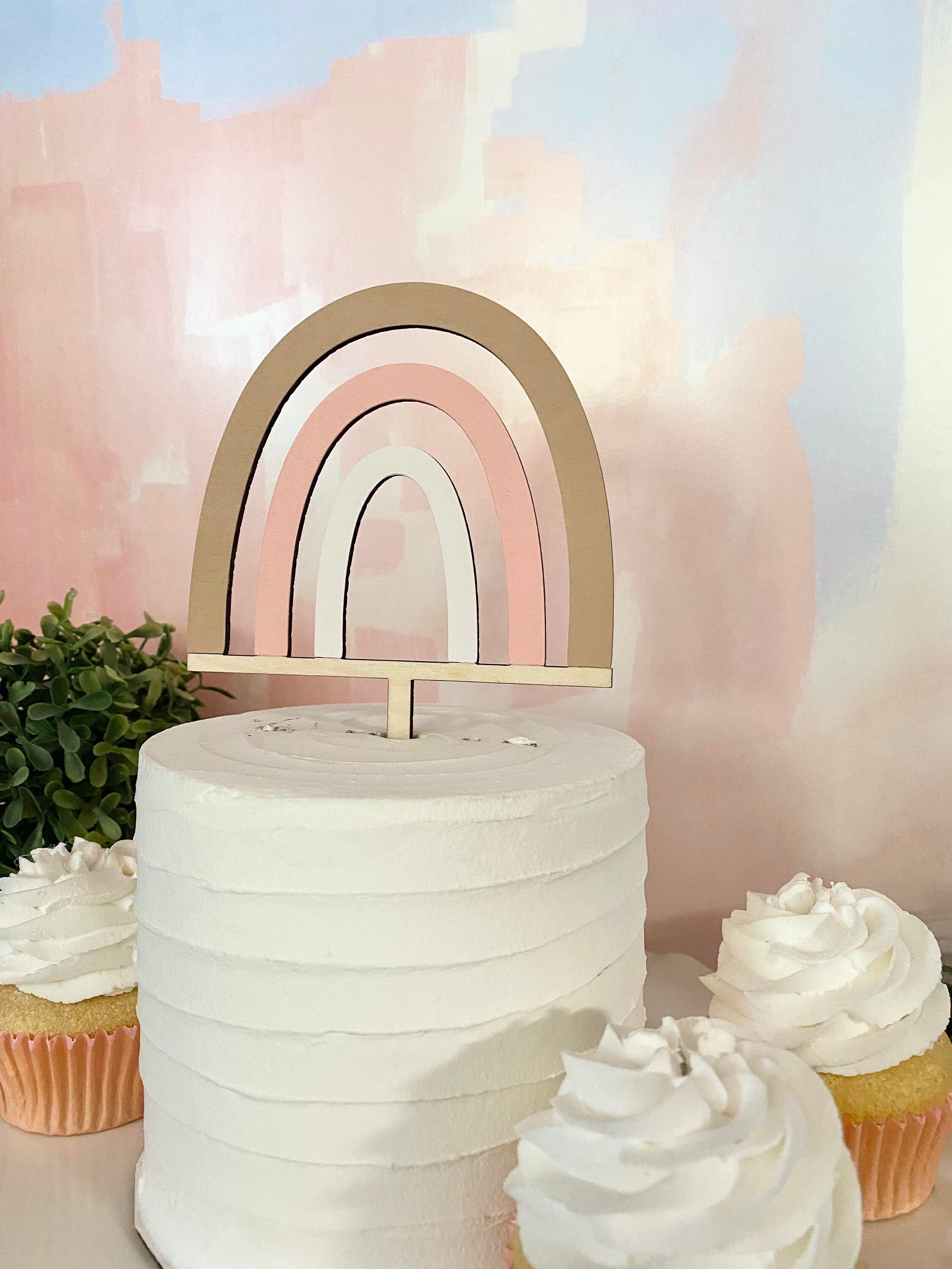 Boho Rainbow Cake Topper Boho Cake Topper Neutral Birthday - Etsy