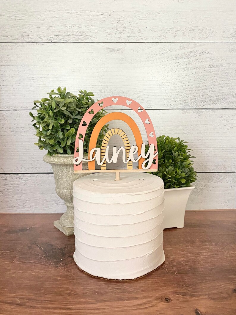 Boho Rainbow Cake Topper Personalized Rainbow Cake Topper - Etsy
