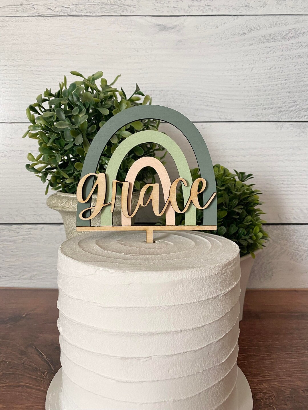 Boho Rainbow Cake Topper: Personalized Birch Wood Birthday Decor - Etsy