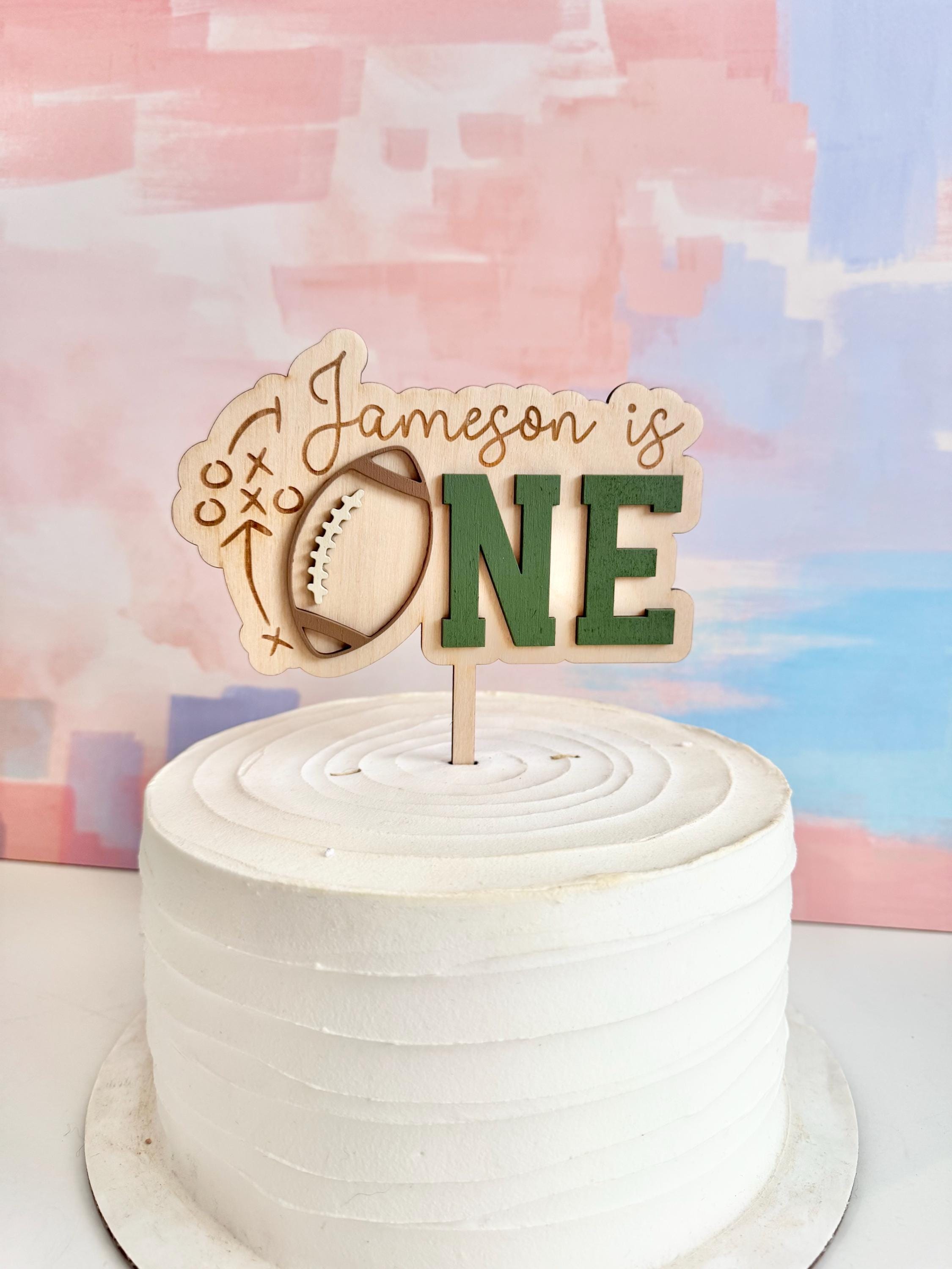 Personalized Football Cake Topper: First Birthday, Sports Party Decor ...