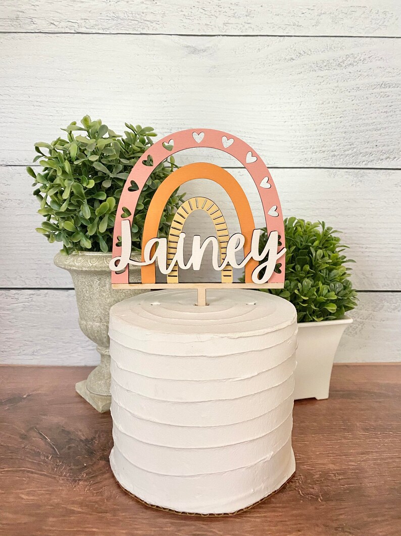 Boho Rainbow Cake Topper Personalized Rainbow Cake Topper - Etsy