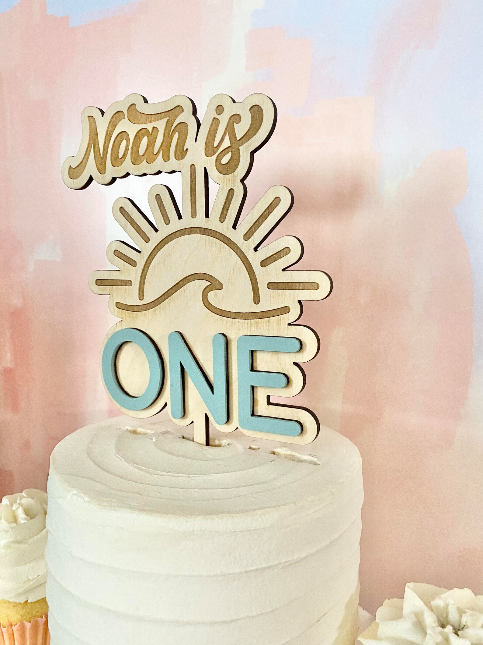 Wave First Birthday Cake Topper: Custom Beach Theme - Etsy