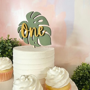 Monstera Leaf First Birthday Cake Topper: Wild One Jungle Decor - Etsy