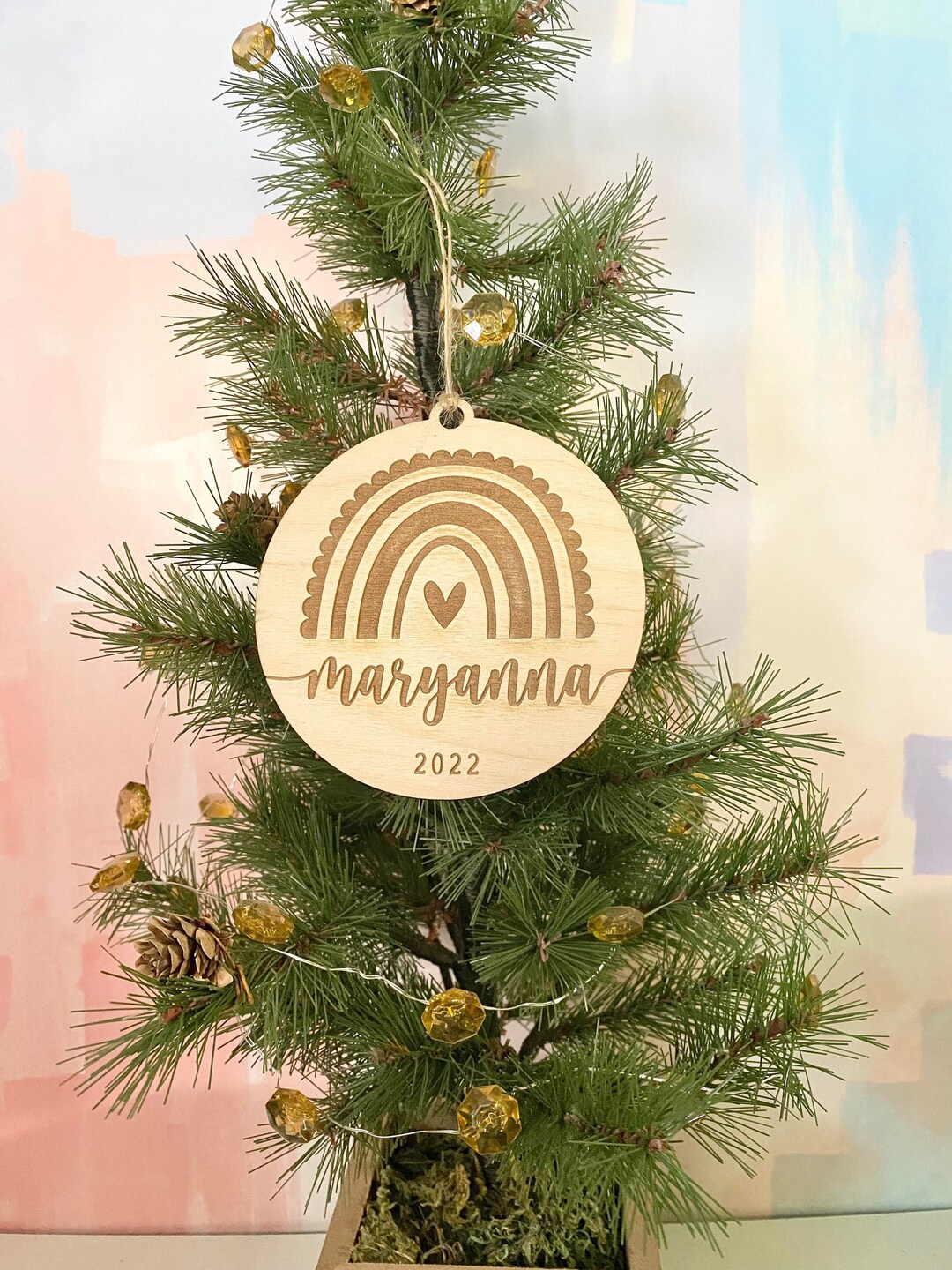 Boho Christmas Ornament Personalized Rainbow Ornament With - Etsy