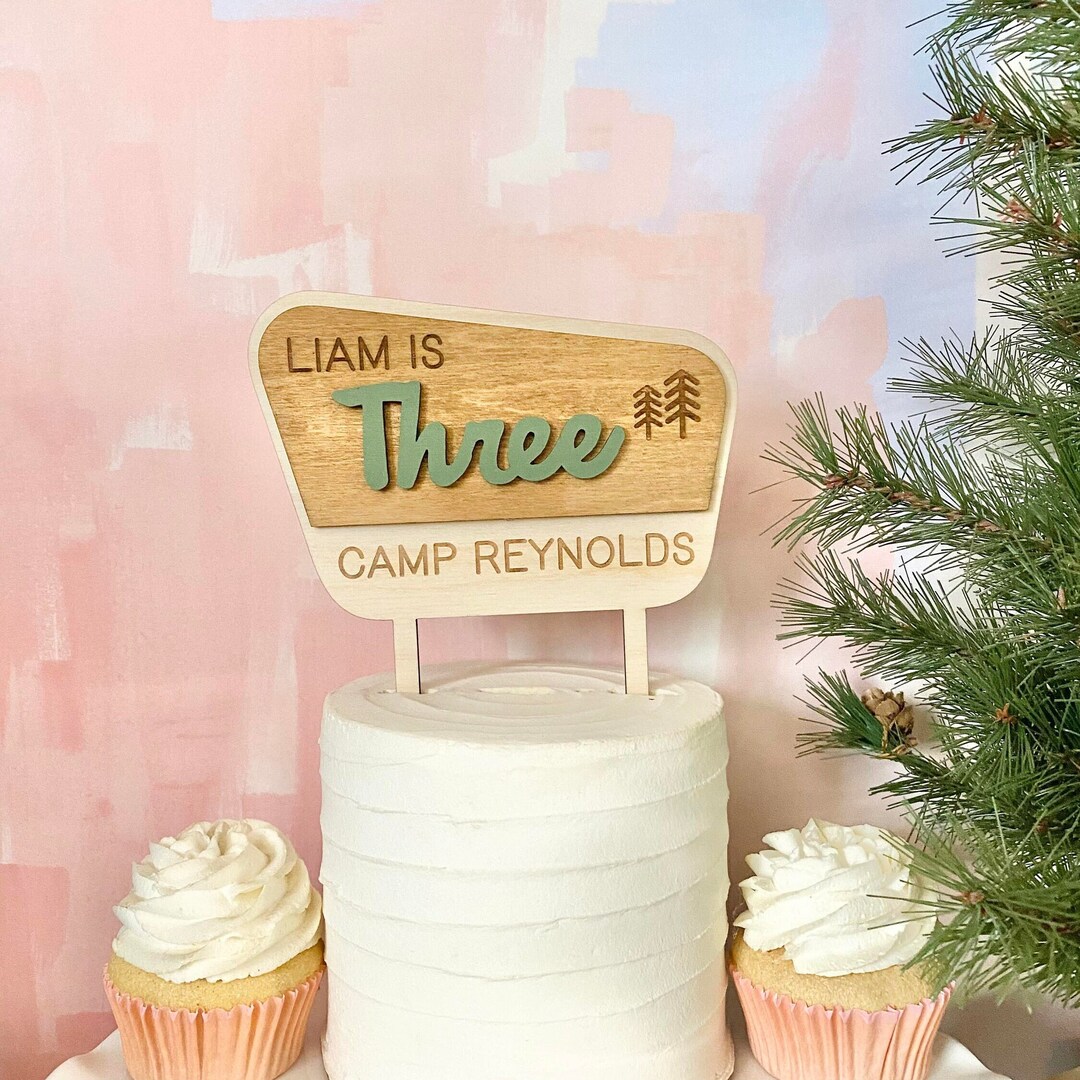 National Park Sign Birthday Cake Topper, Happy Camper, Personalized ...