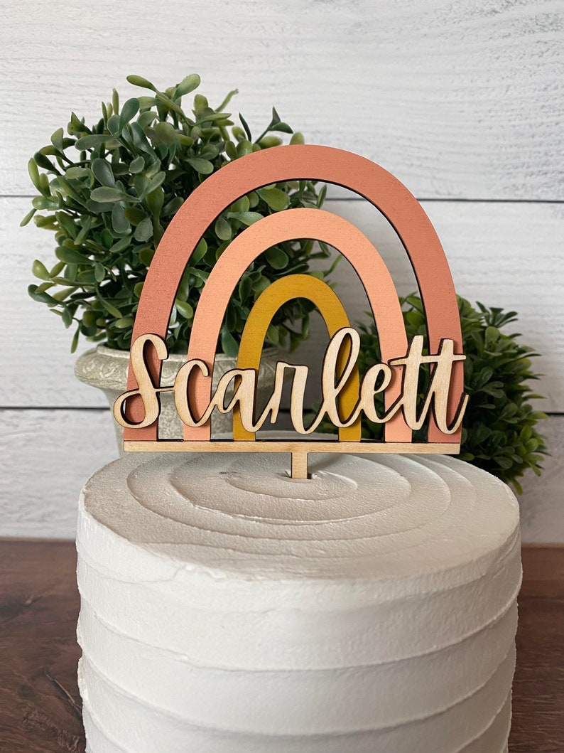 Boho Rainbow Cake Topper Personalized Rainbow Cake Topper - Etsy