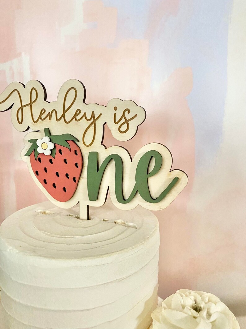 Sweet One Strawberry Cake Topper: Personalized First Birthday Decor - Etsy