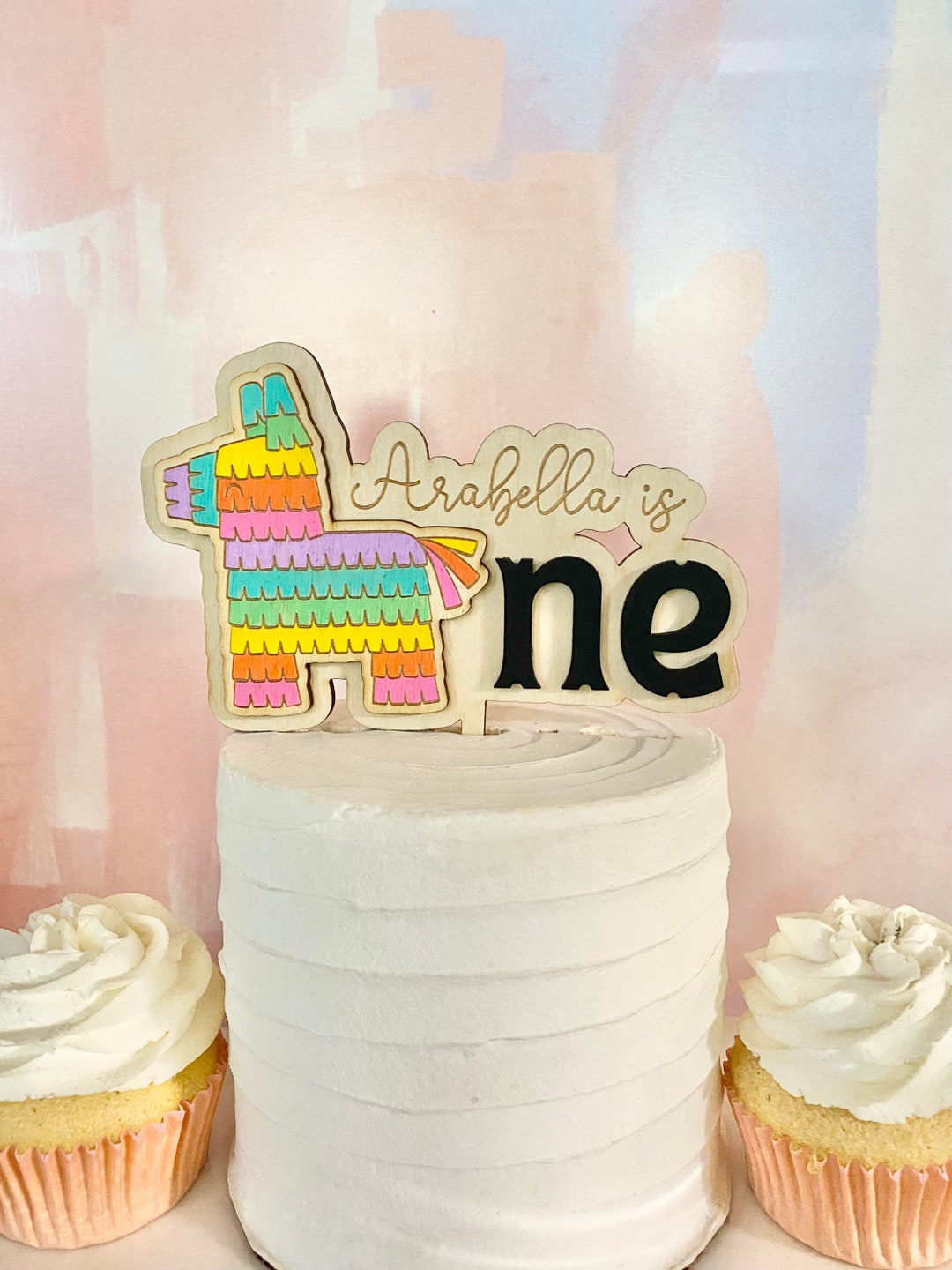 First Fiesta Cake Topper With Personalized Name, Pinata Cake Topper, 3D ...