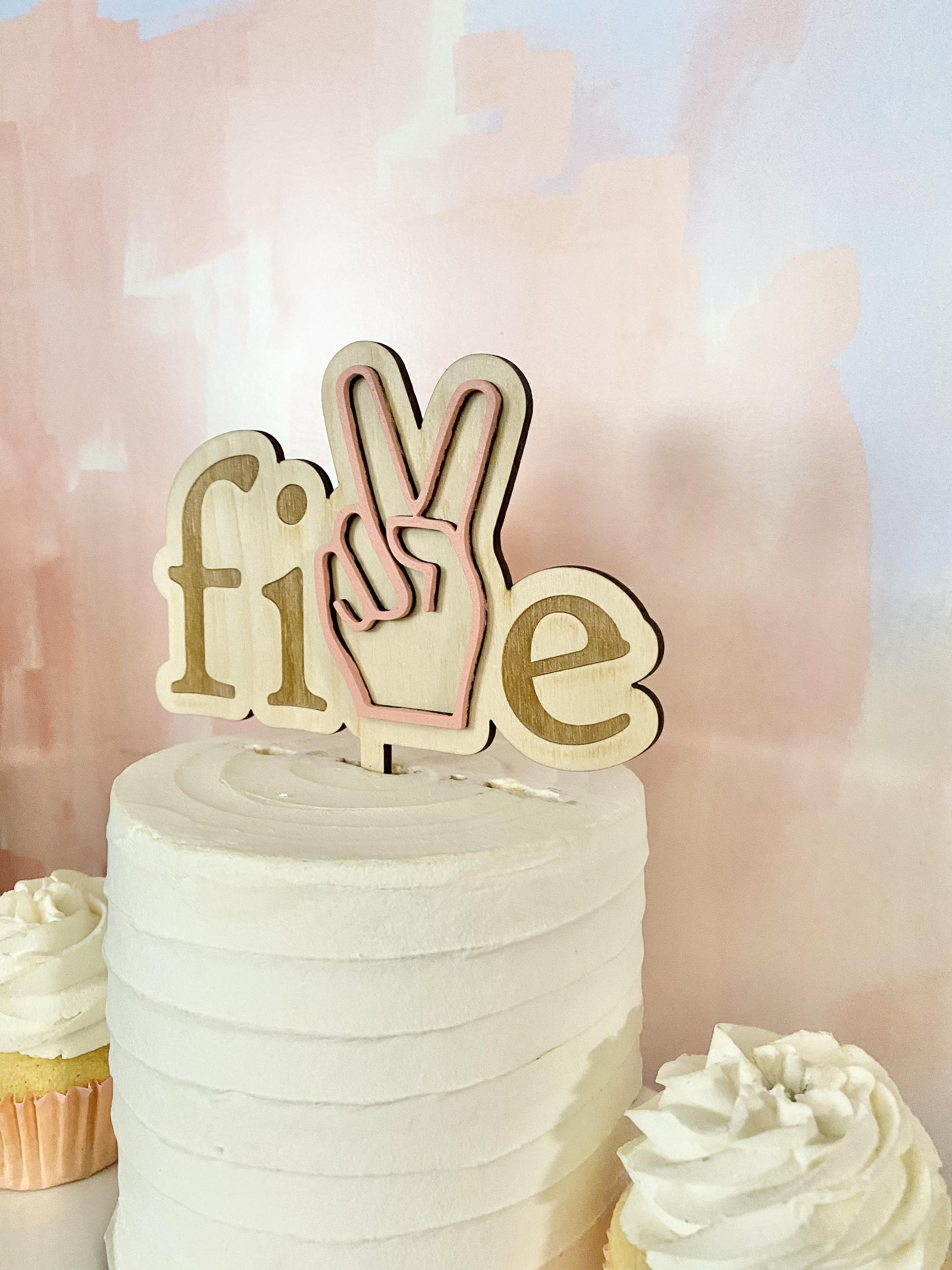 Five is a Vibe Cake Topper 5th Birthday Decor Boho Cake - Etsy