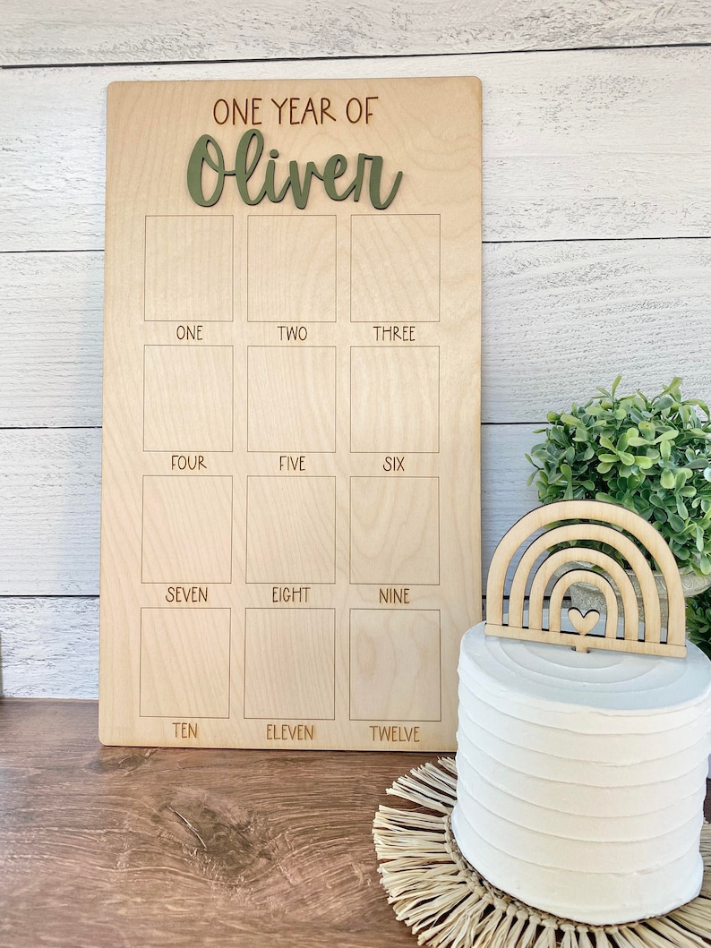 One Year Of First Birthday Display Birthday Photo Board | Etsy