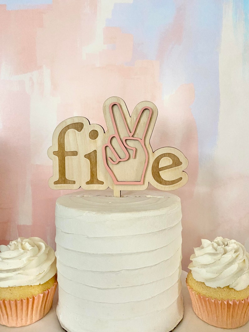 Five is a Vibe Cake Topper 5th Birthday Decor Boho Cake - Etsy