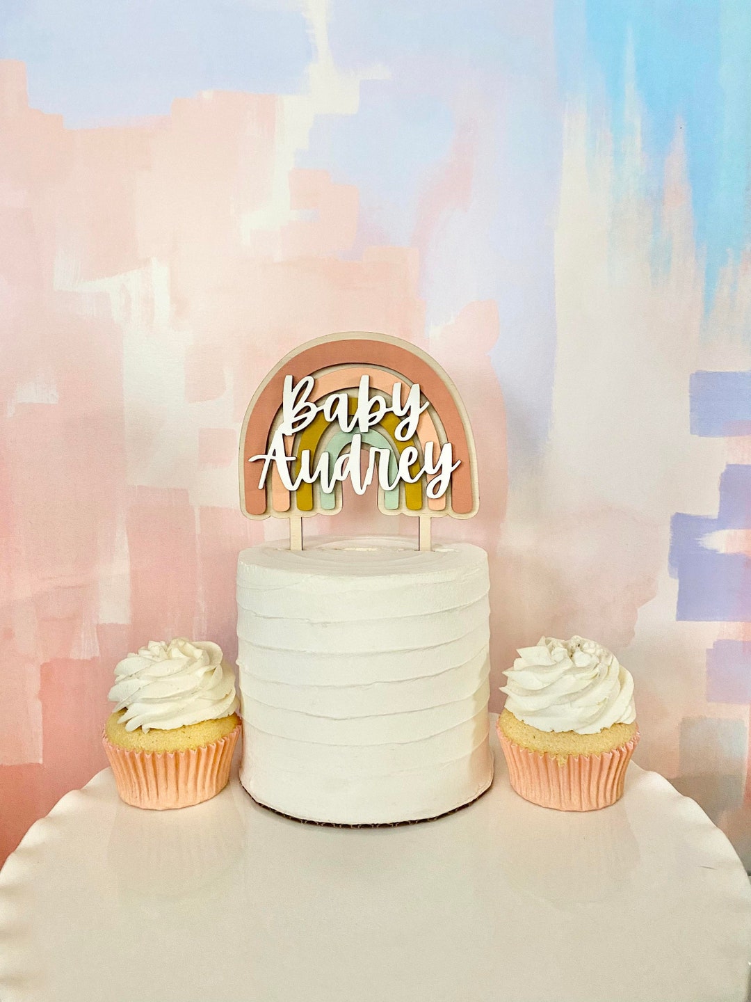 Personalized Baby Name Cake Topper: Rainbow First Birthday Decor - Etsy