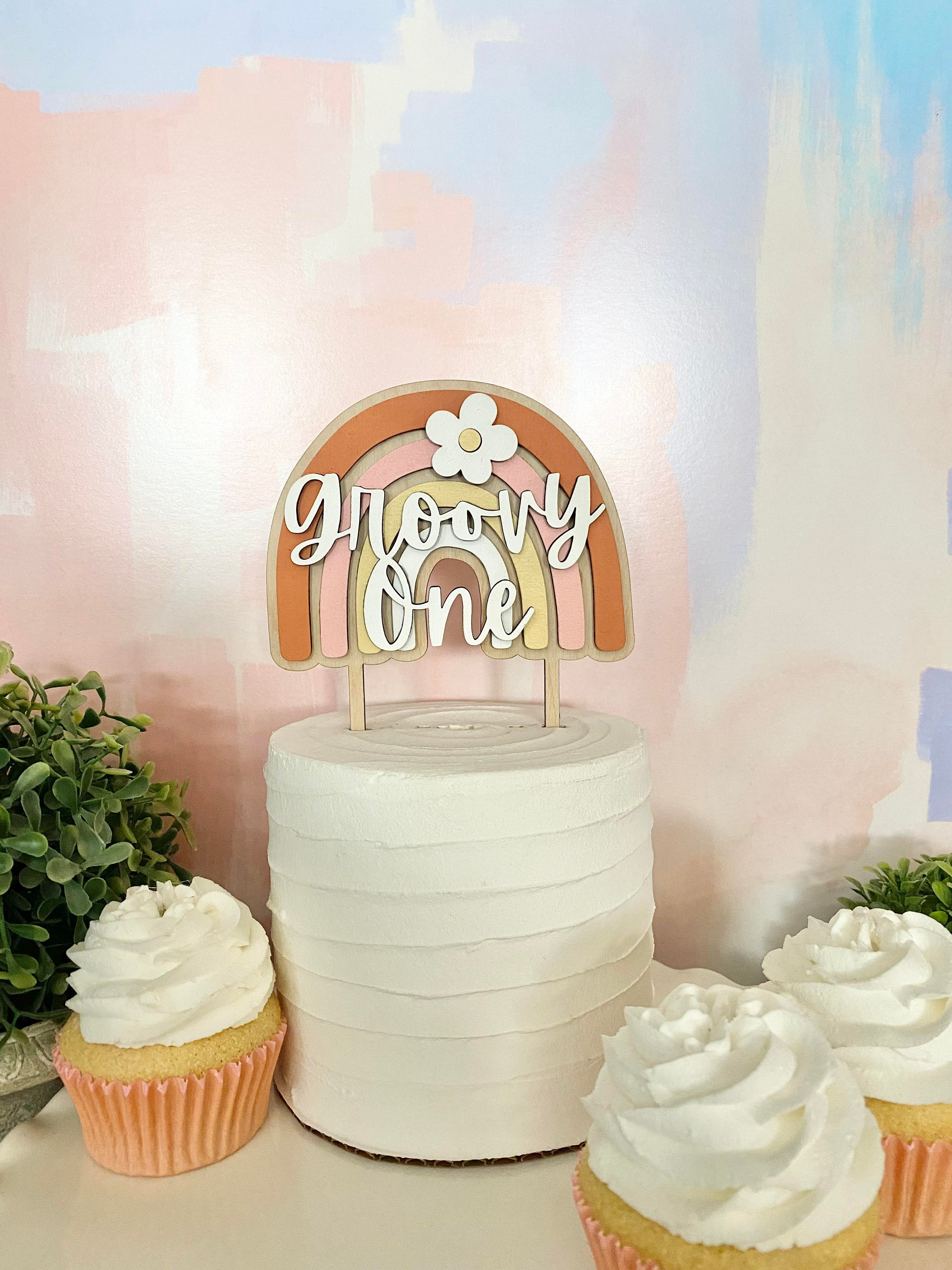 Groovy One Daisy Rainbow Cake Topper First Birthday - Etsy