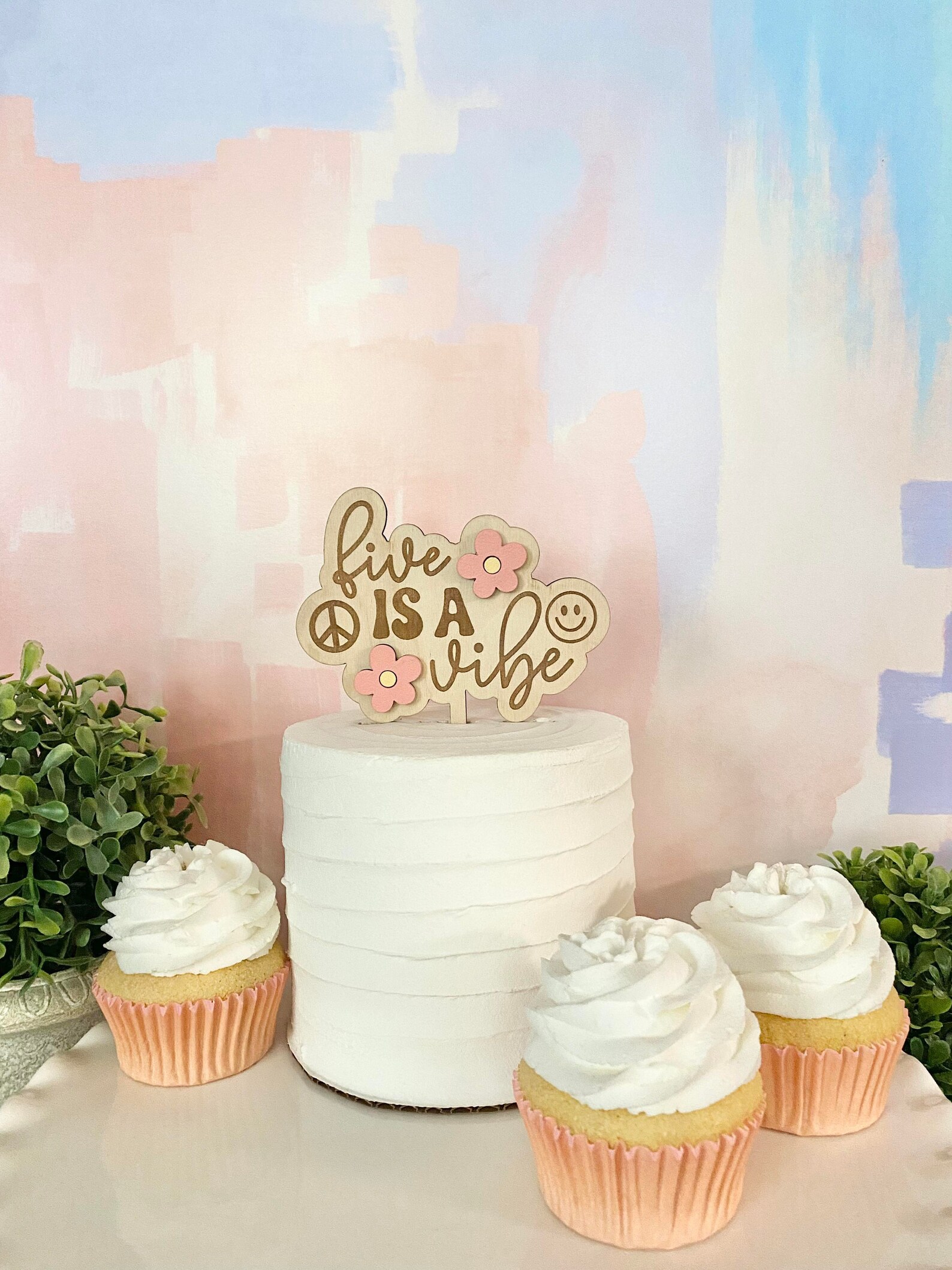 Five is a Vibe Cake Topper 5th Birthday Decor Boho Cake - Etsy