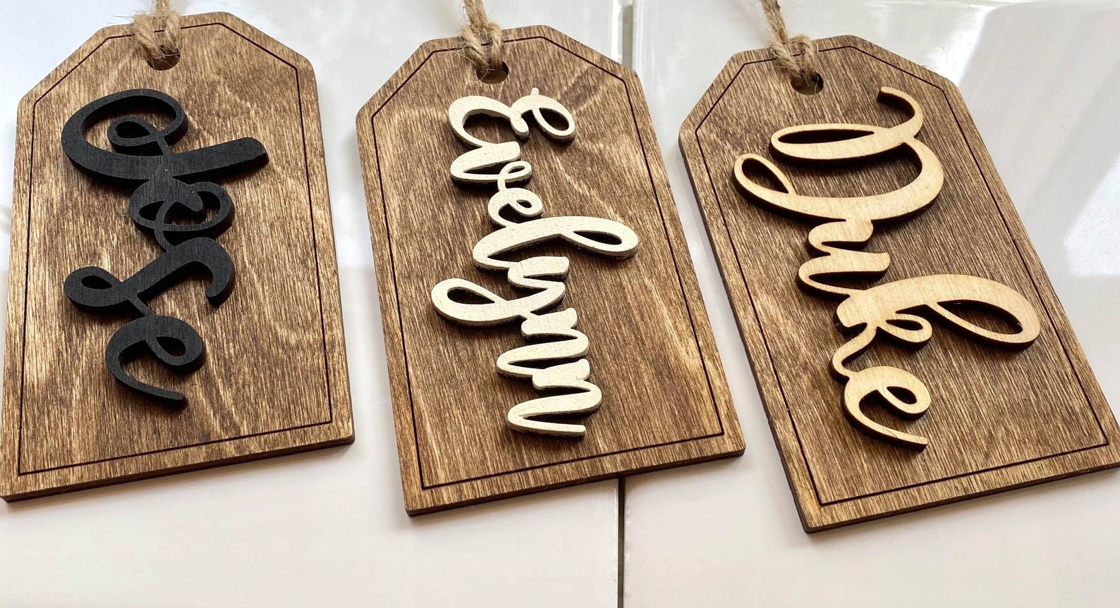 Wooden Name Tags Personalized Wood Tags Stocking Tags Gift - Etsy