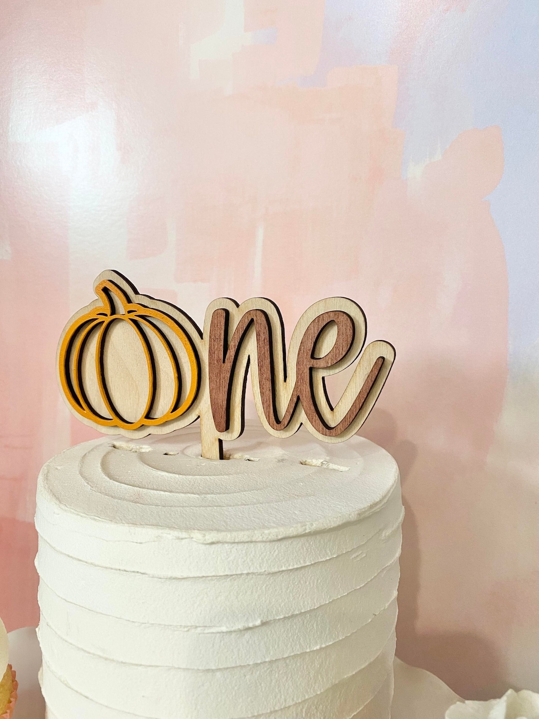 Pumpkin Cake Topper, Fall Themed Cake Topper, One Cake Topper With ...