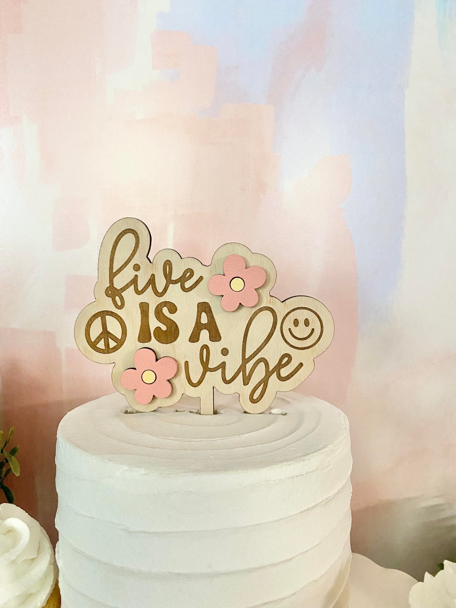 Five is a Vibe Cake Topper 5th Birthday Decor Boho Cake - Etsy