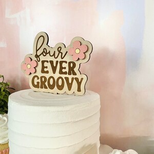 4th Birthday Cake Topper, Personalized Boho Cake Topper, Groovy Cake ...