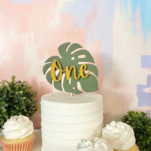 Monstera Leaf First Birthday Cake Topper: Wild One Jungle Decor - Etsy