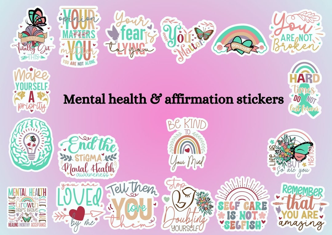Mental Health Stickers, Multipack, Wellness Stickers, Affirmation ...