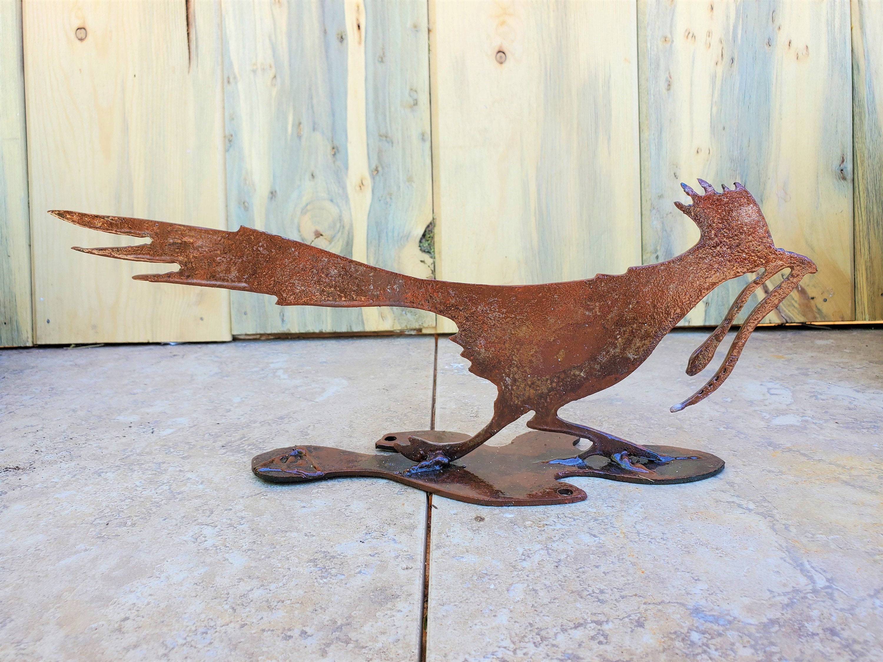 Iron Roadrunner on Base | Metal Art ~ 13" X 5" Rusted Southwest Sonoran ...