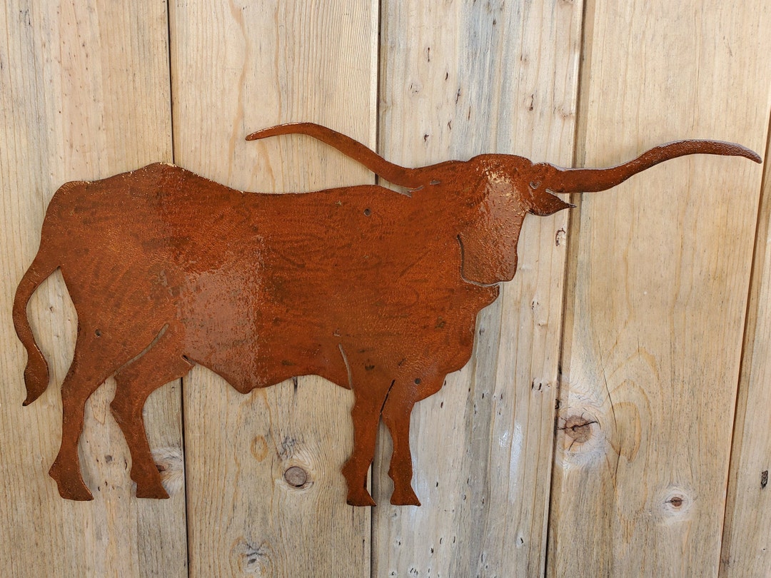 Iron Longhorn Steer | Metal Wall Art ~ Flat Mounted Southwest Sonoran ...