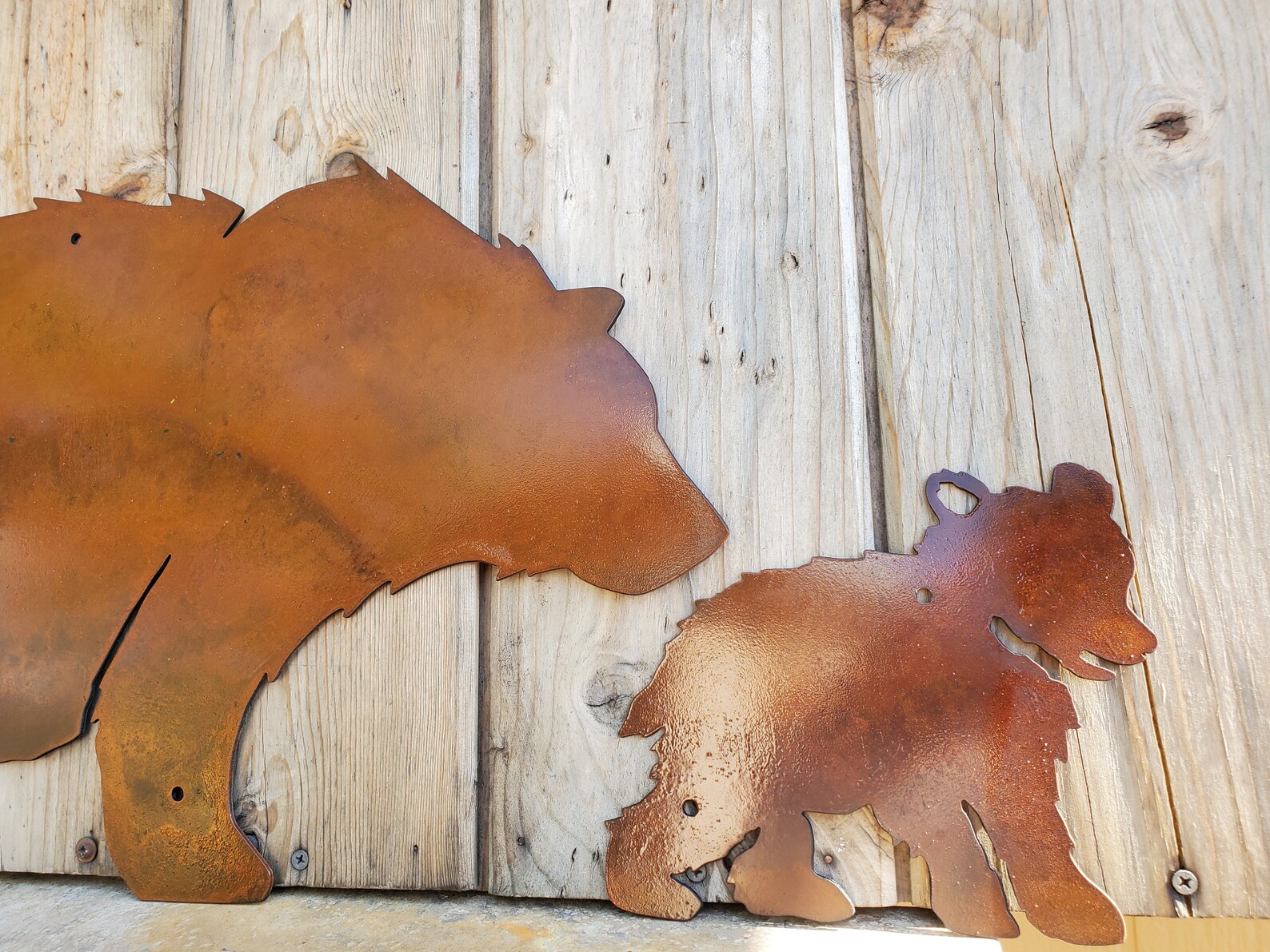 Iron Bear With Cubs Metal Wall Art Cabin Hunting Lodge | Etsy