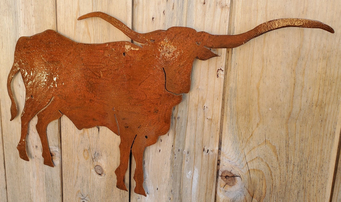 Iron Longhorn Steer | Metal Wall Art ~ Flat Mounted Southwest Sonoran ...