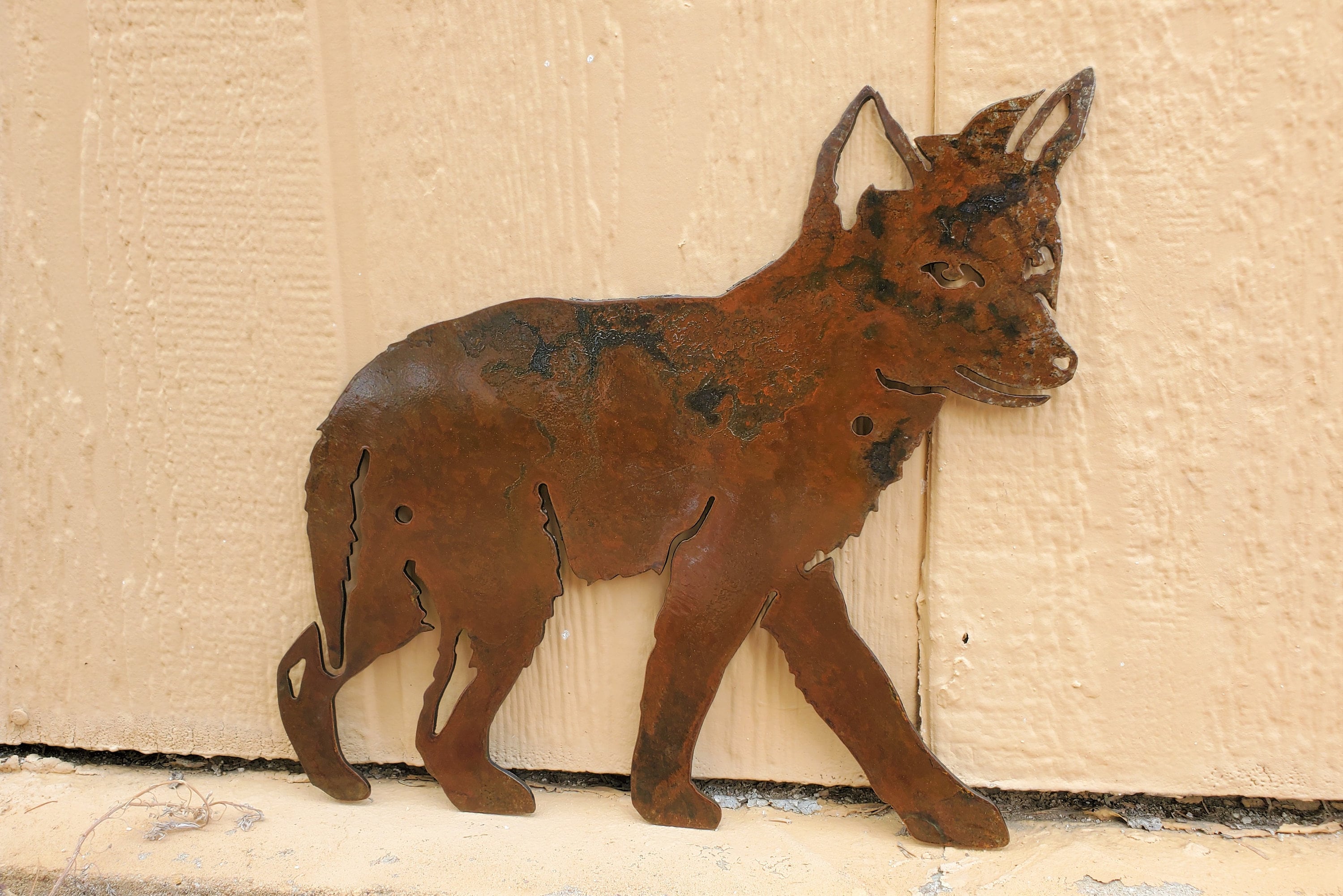 Iron Coyote With Cubs | Metal Wall Art ~ Mounted Rusted Southwest ...