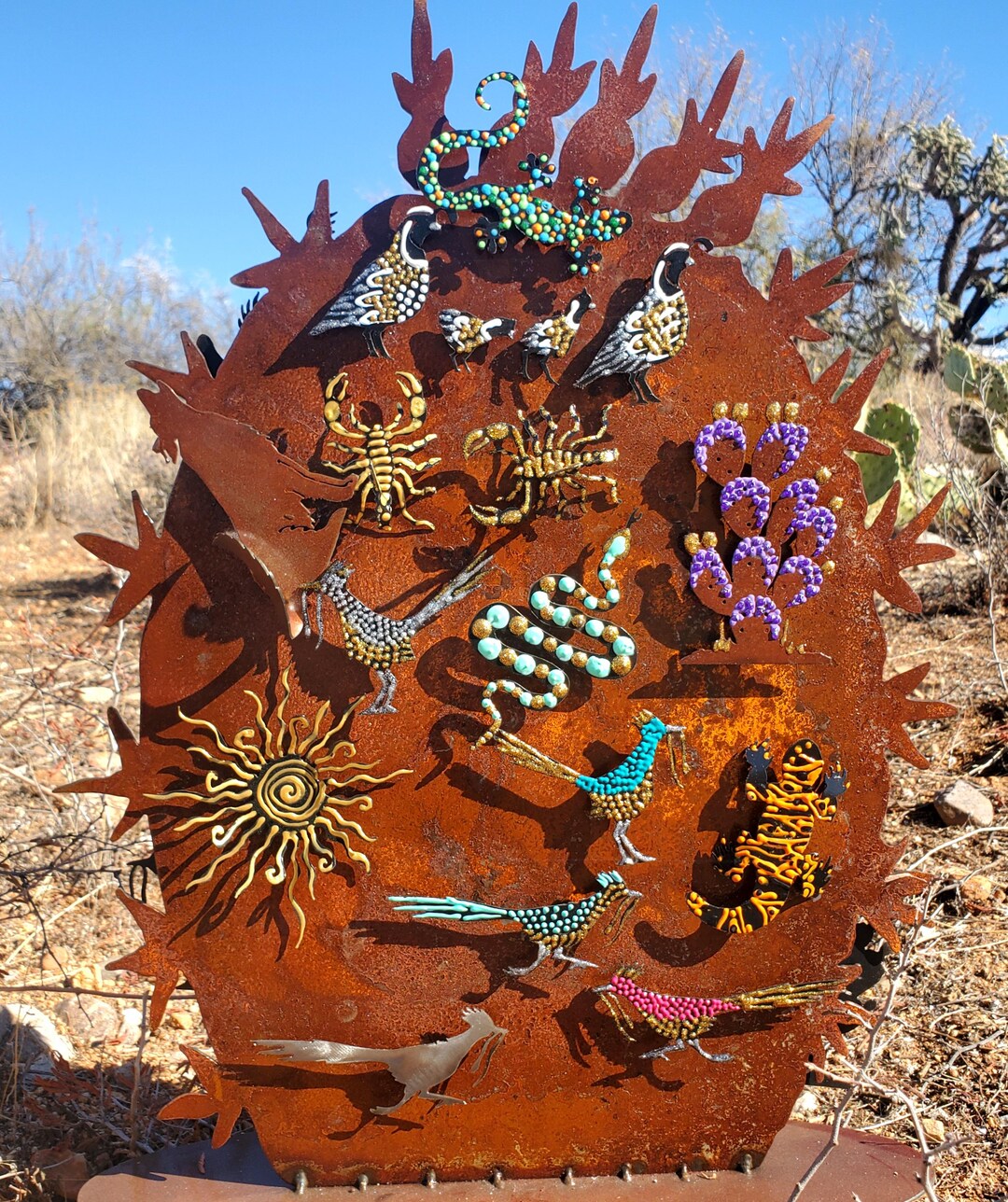 Hand Painted Steel Desert Life Magnets | Quail Cactus Roadrunner Gila ...