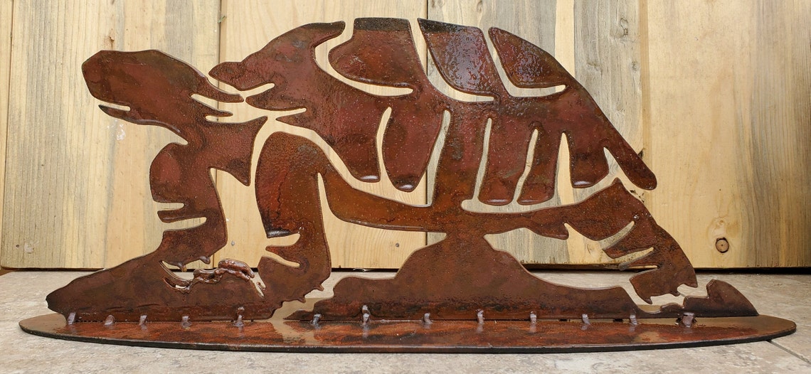 Iron Desert Tortoise on Base Metal Yard Art Rusted | Etsy