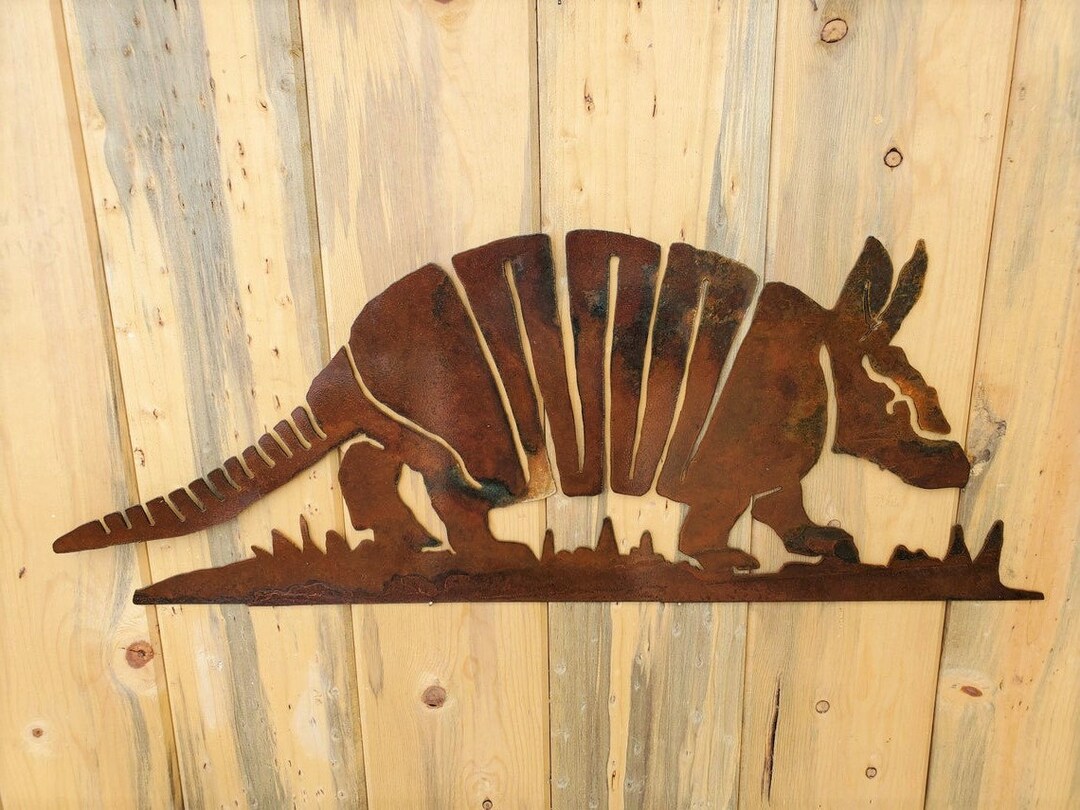 Iron Armadillo | Metal Wall Art ~ Flat Mounted Southwest Sonoran Desert ...