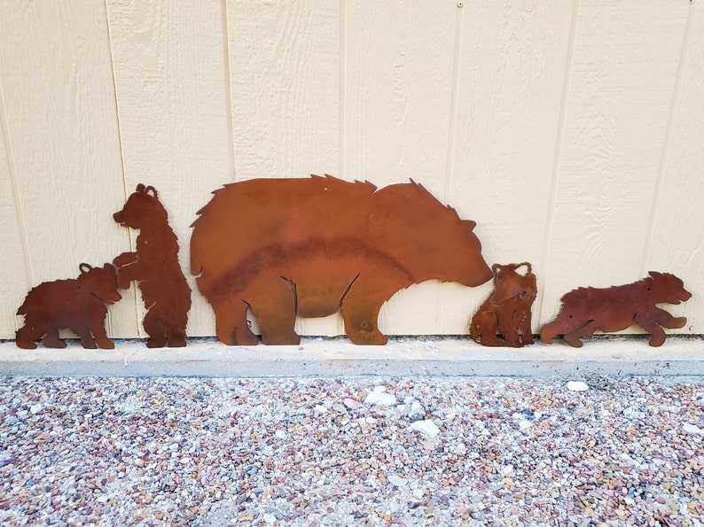 Iron Bear With Cubs Metal Wall Art Cabin Hunting Lodge - Etsy
