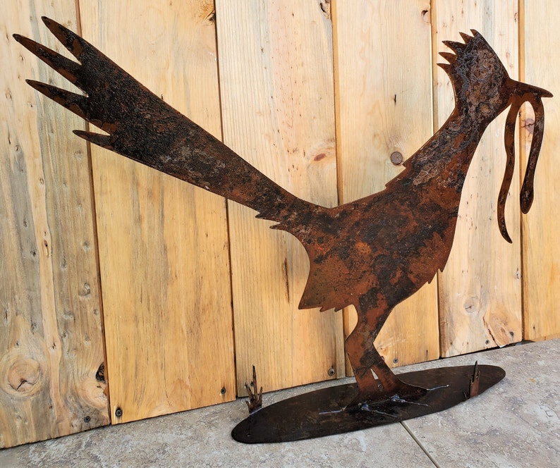 Rusted Metal Roadrunner Sculpture | Southwest Desert Decor, 20" - Etsy