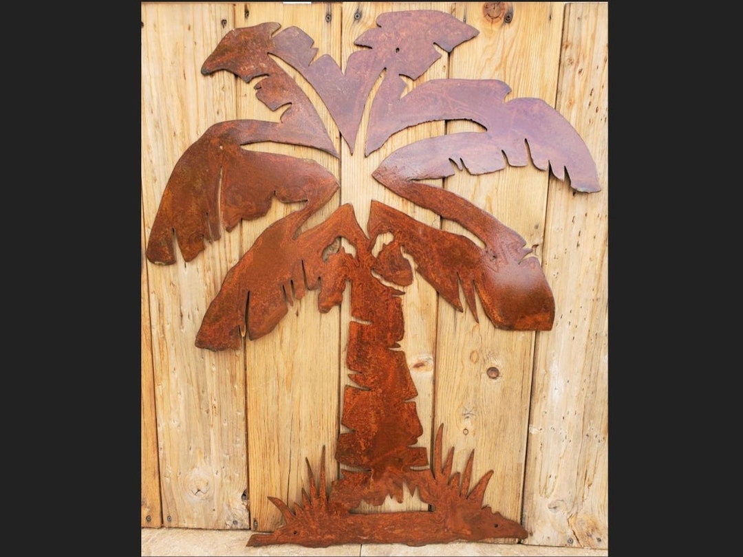 Iron Palm Tree Straight | Metal Wall Art Iron Beach House Desert Yard ...