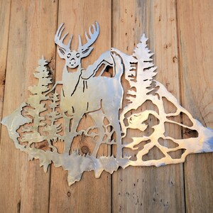 Iron Deer in Mountain Range | Metal Wall Art ~ Rusted Metal Yard Art ...