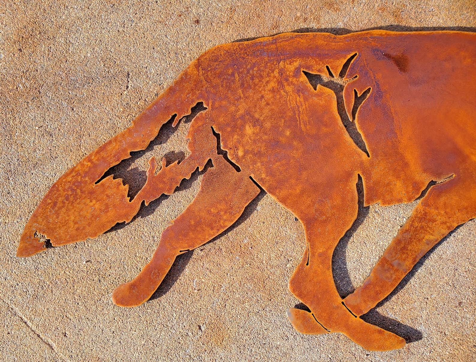Iron Coyote Chasing | Metal Wall Art ~ Flat Mounted Rusted Southwest ...