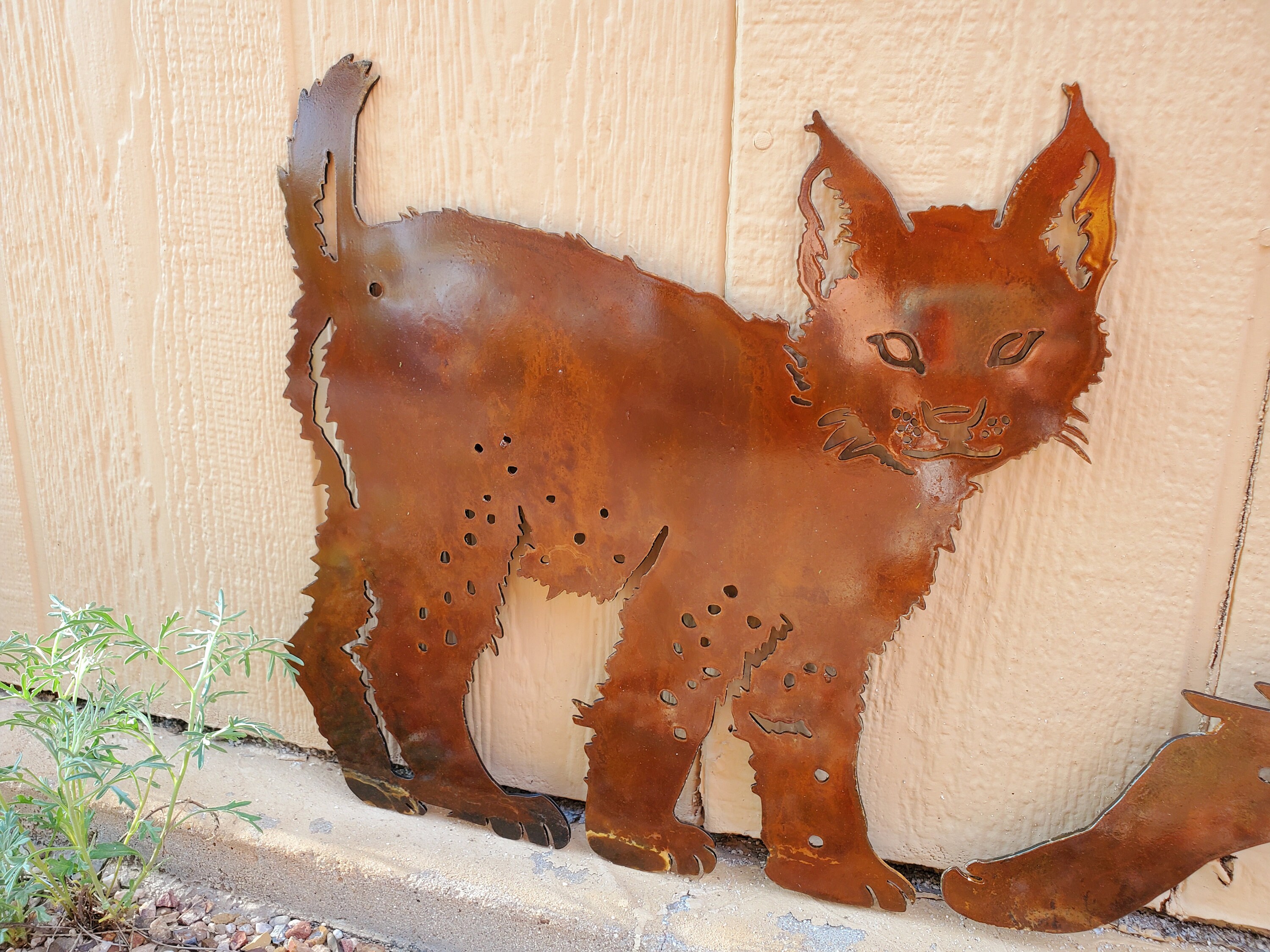 Iron Wild Cat With Cubs Metal Wall Art Bobcat Log Cabin - Etsy
