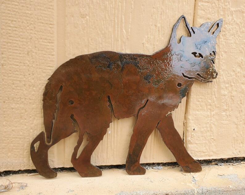 Iron Coyote With Cubs | Metal Wall Art ~ Mounted Rusted Southwest ...