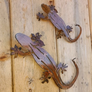 Iron Desert Lizard | Metal Wall Art ~ Cactus Garden Decor Flat Rusted ...